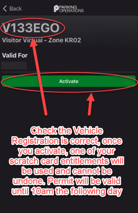 Activating Virtual Scratch Cards – Parking Operations